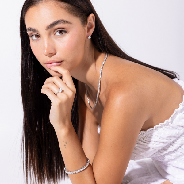 14ct white gold round brilliant cut tennis bracelet – Eco Lab Diamonds