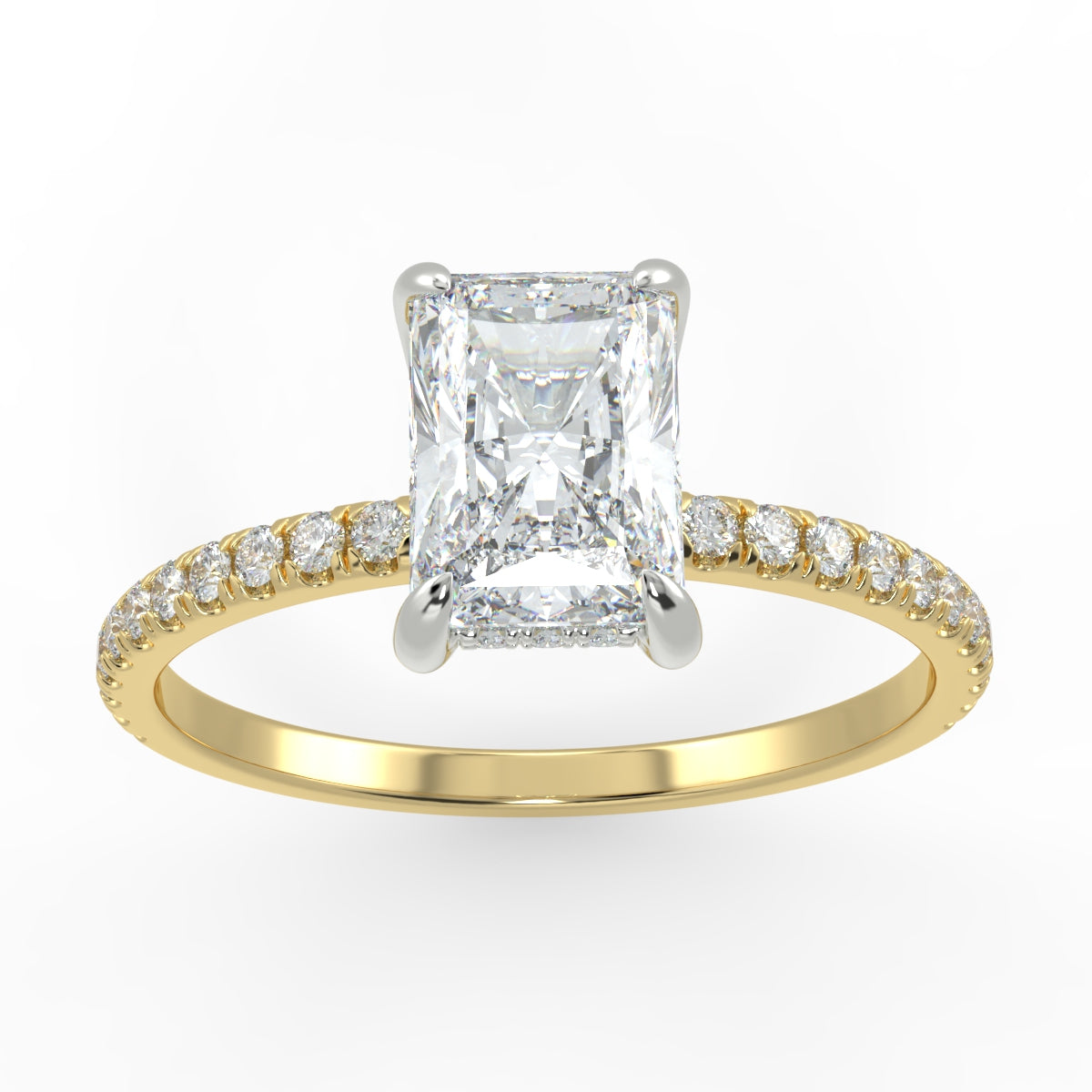 Eco 3 Radiant Cut Hidden Halo Diamond Ring With 2.16-Carat Radiant Sha ...
