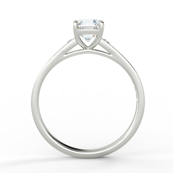 Eliza Asscher Cut Side Diamond Ring – Eco Lab Diamonds